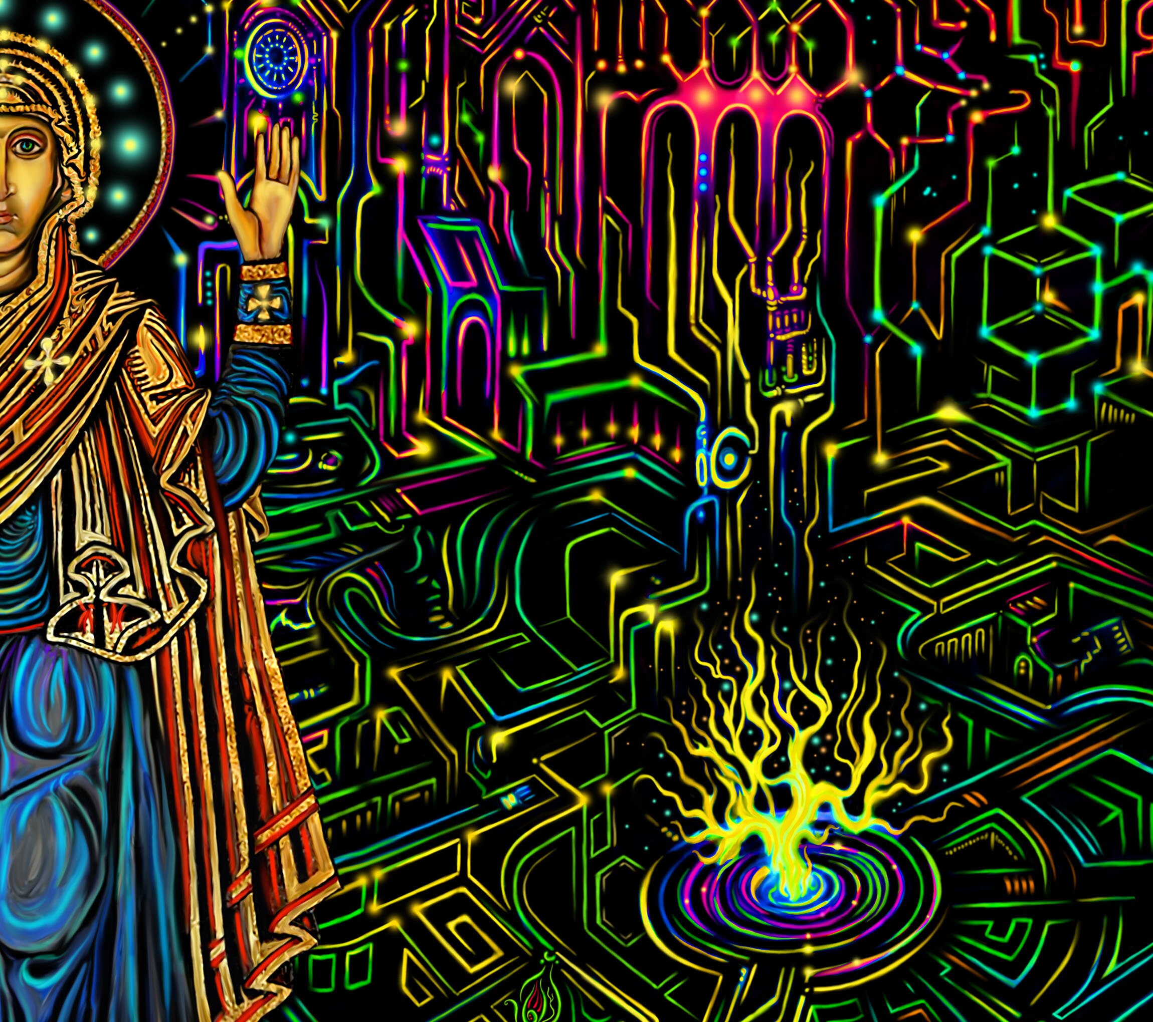 UV Backdrop : Virgin Mary Oranta - Backlight Active Psychedelic ...