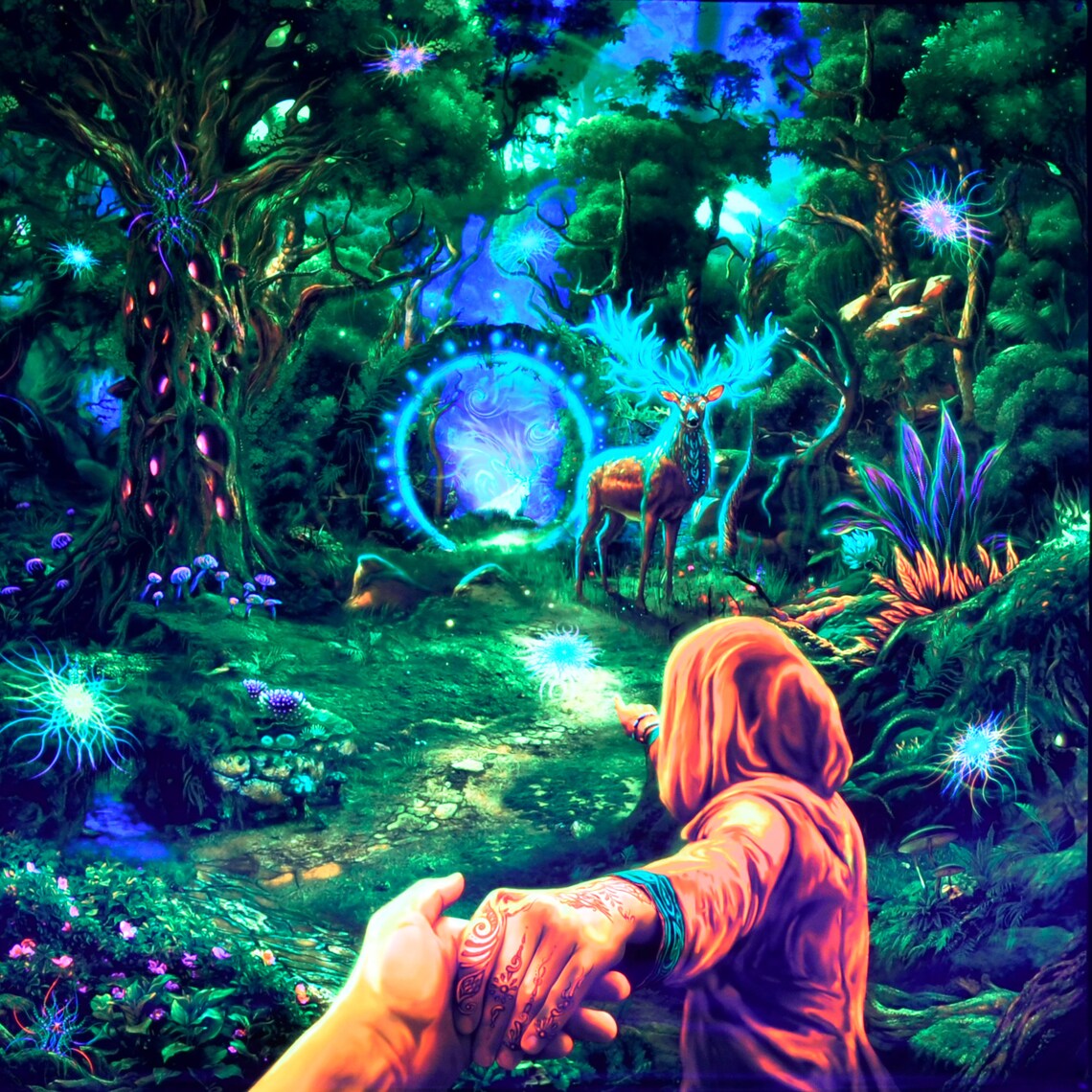 Psy backdrop Forest portal UV Active Blacklight | Etsy