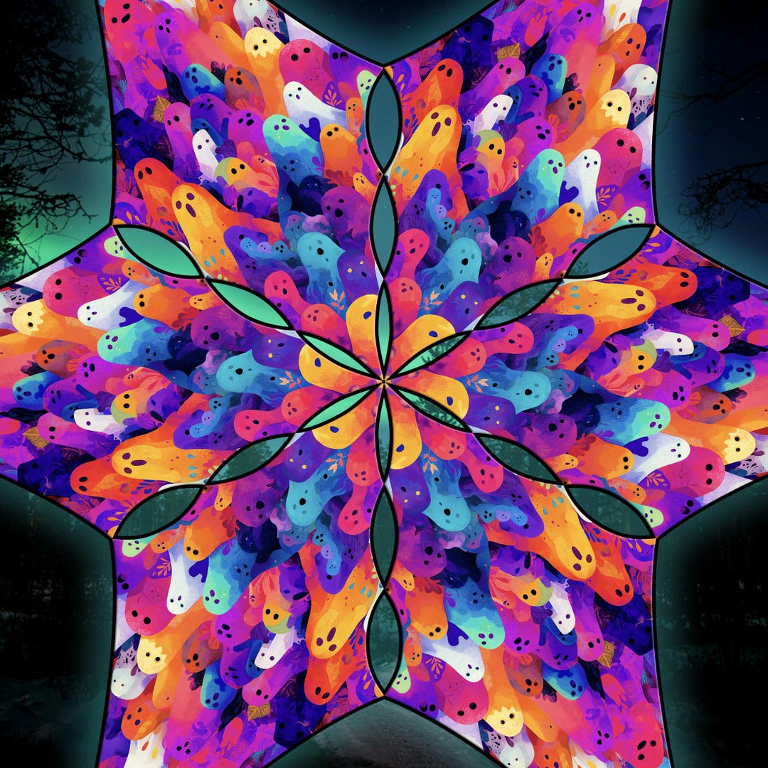 Halloween Canopy Blacklight UV Active:acid Ghosts- Ceiling Decor Lycra ...