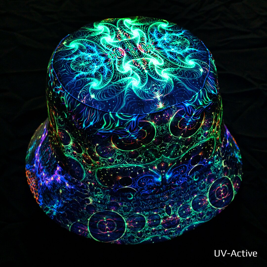 UV Active Panama Psychedelic Hat Fractal Pattern Universe Mind Psyart ...