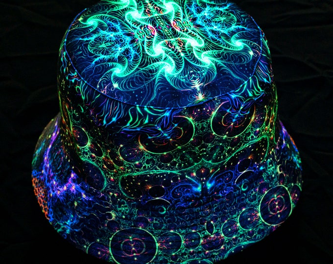 UV Active Panama Psychedelic Hat Fractal Pattern Universe Mind Psyart ...