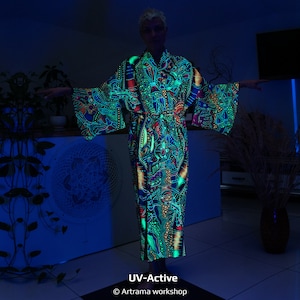UV Active Kimono Australia Blacklight Reactive Clothes Rave Dress ...