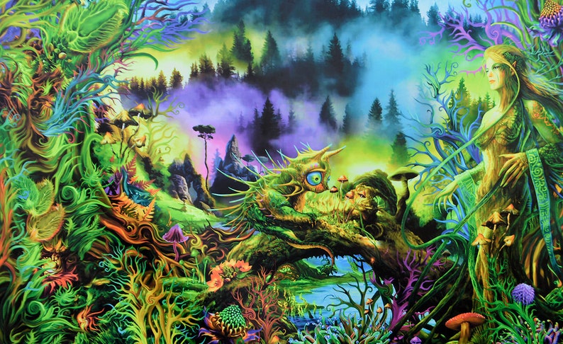 Psy Backdrop elven Forest UV Active Blacklight - Etsy