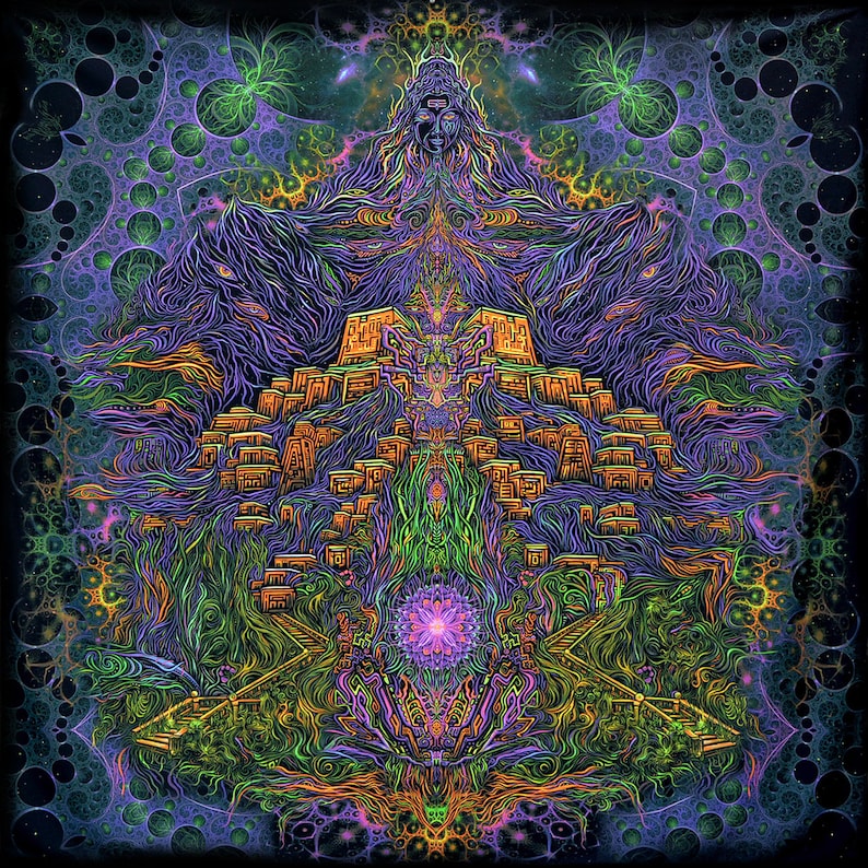 Psy Backdrop "mount Shiva" UV Active Blacklight Meditation Tapestry ...