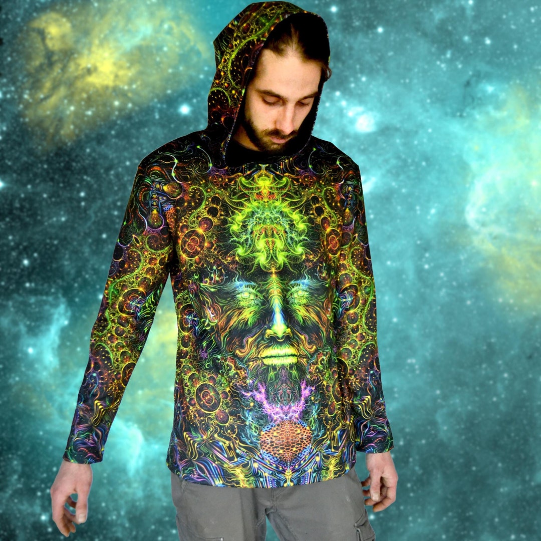 Long Sleeve With Hood Blacklight UV Active Consciousness of the ...