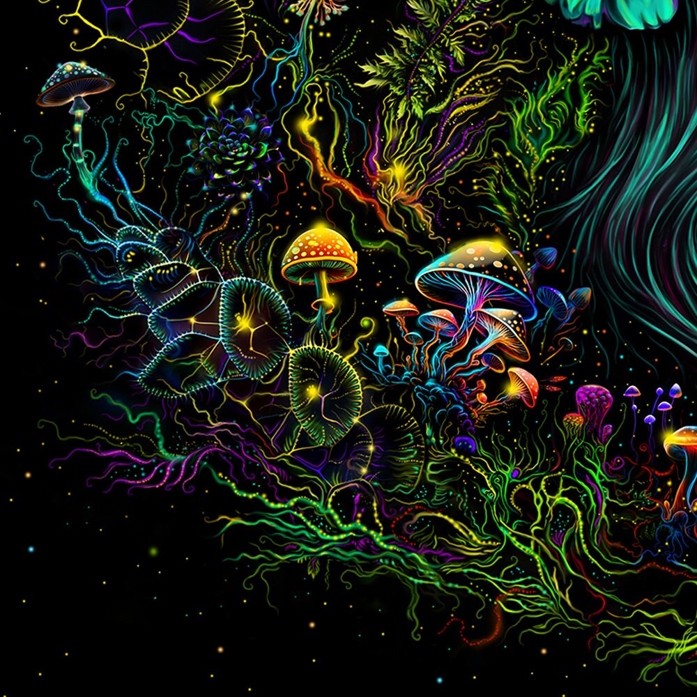 Psy Tapestry Santa Muerte Blacklight UV Active Backdrop - Etsy