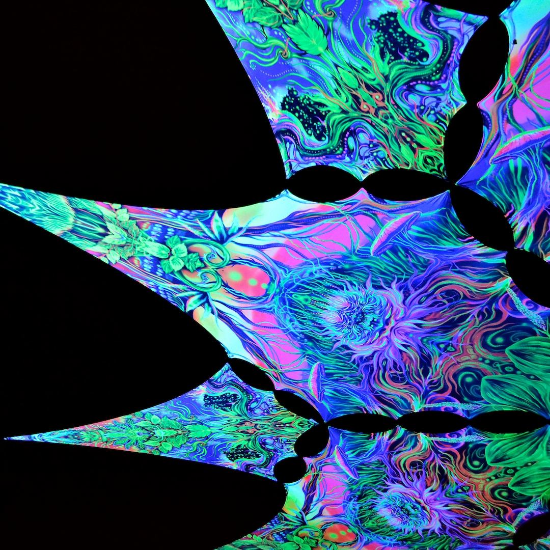 Canopy Blacklight UV Active : Flower- Ceiling Decor Lycra- Psytrance ...