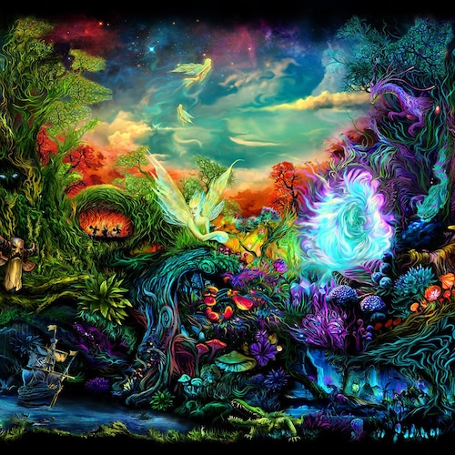 Psy Backdrop forest Portal UV Active Blacklight - Etsy