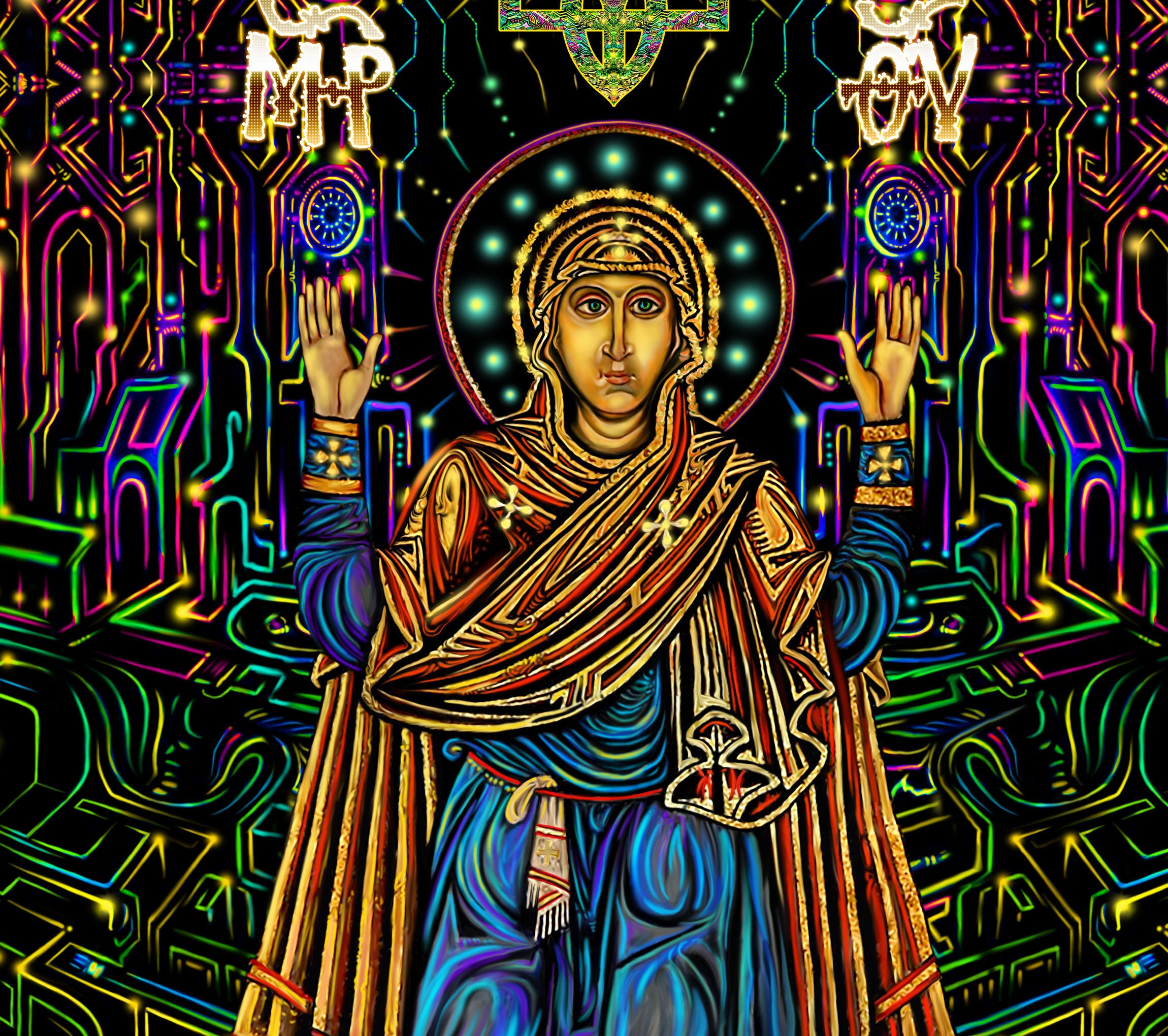 Psy Backdrop Virgin Mary Oranta UV Blacklight Active - Etsy