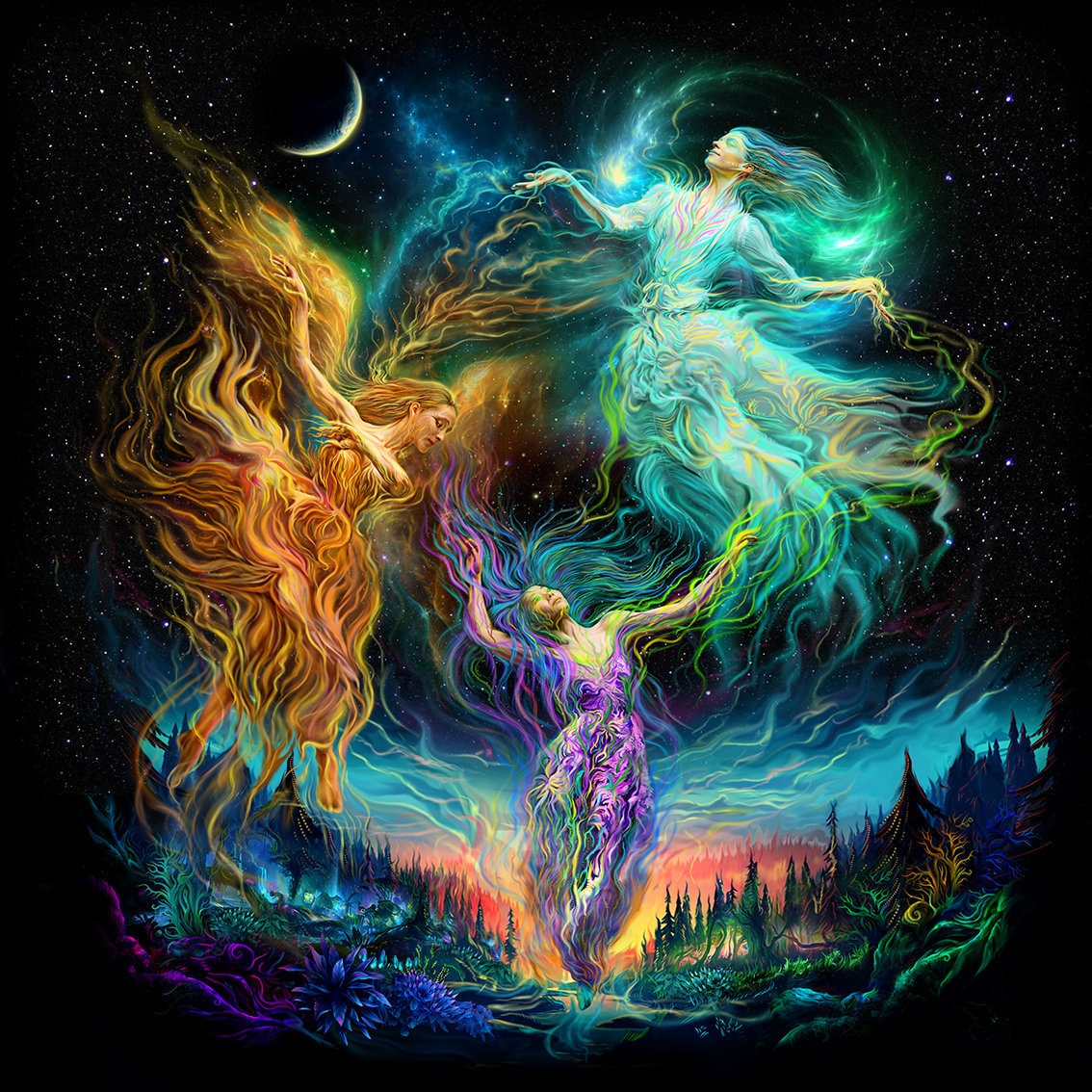 Psy Backdrop power of Trinity: Earth Air and Fire - Etsy