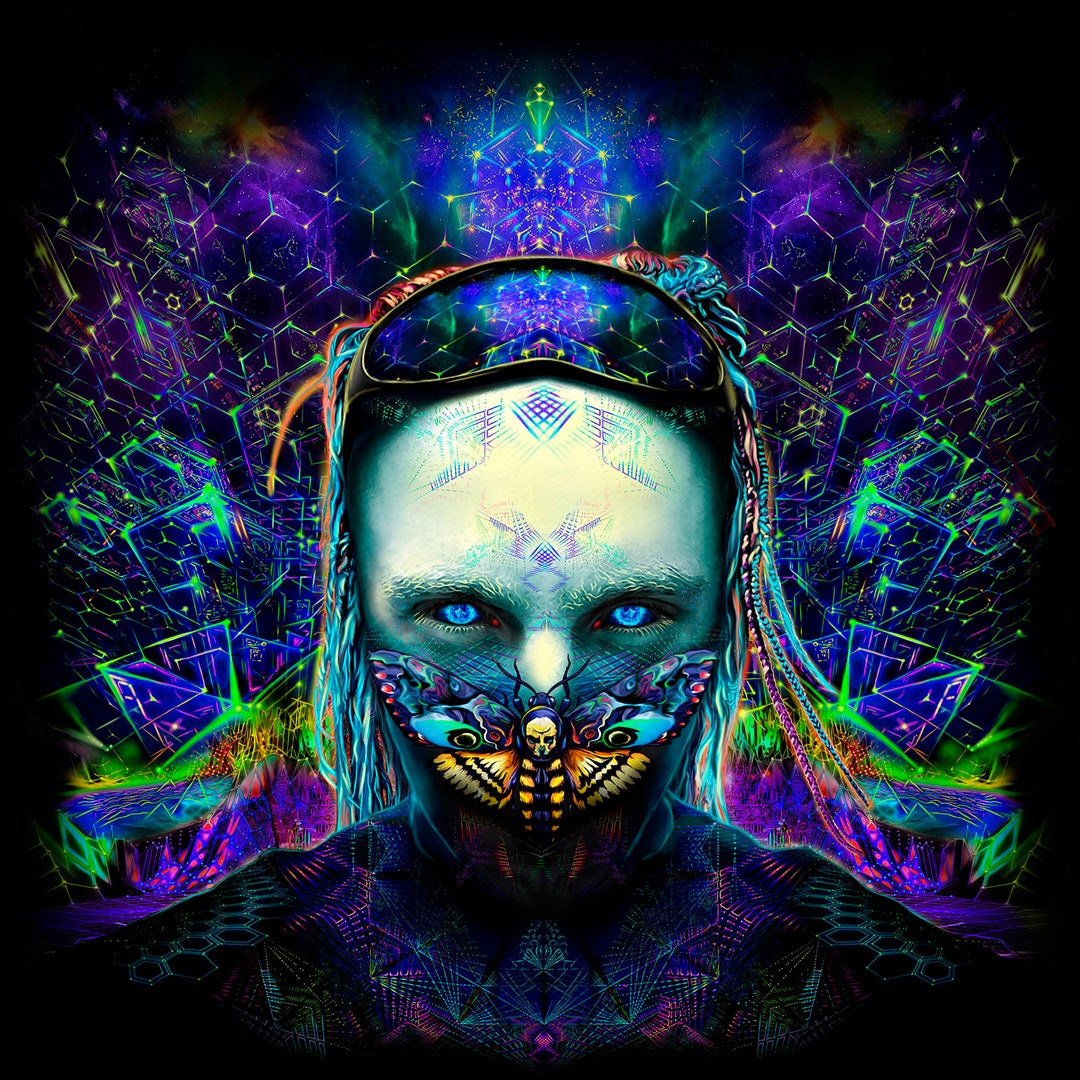 Psy Backdrop "cyber Hawk Moth" UV Blacklight Active Psychedelic ...