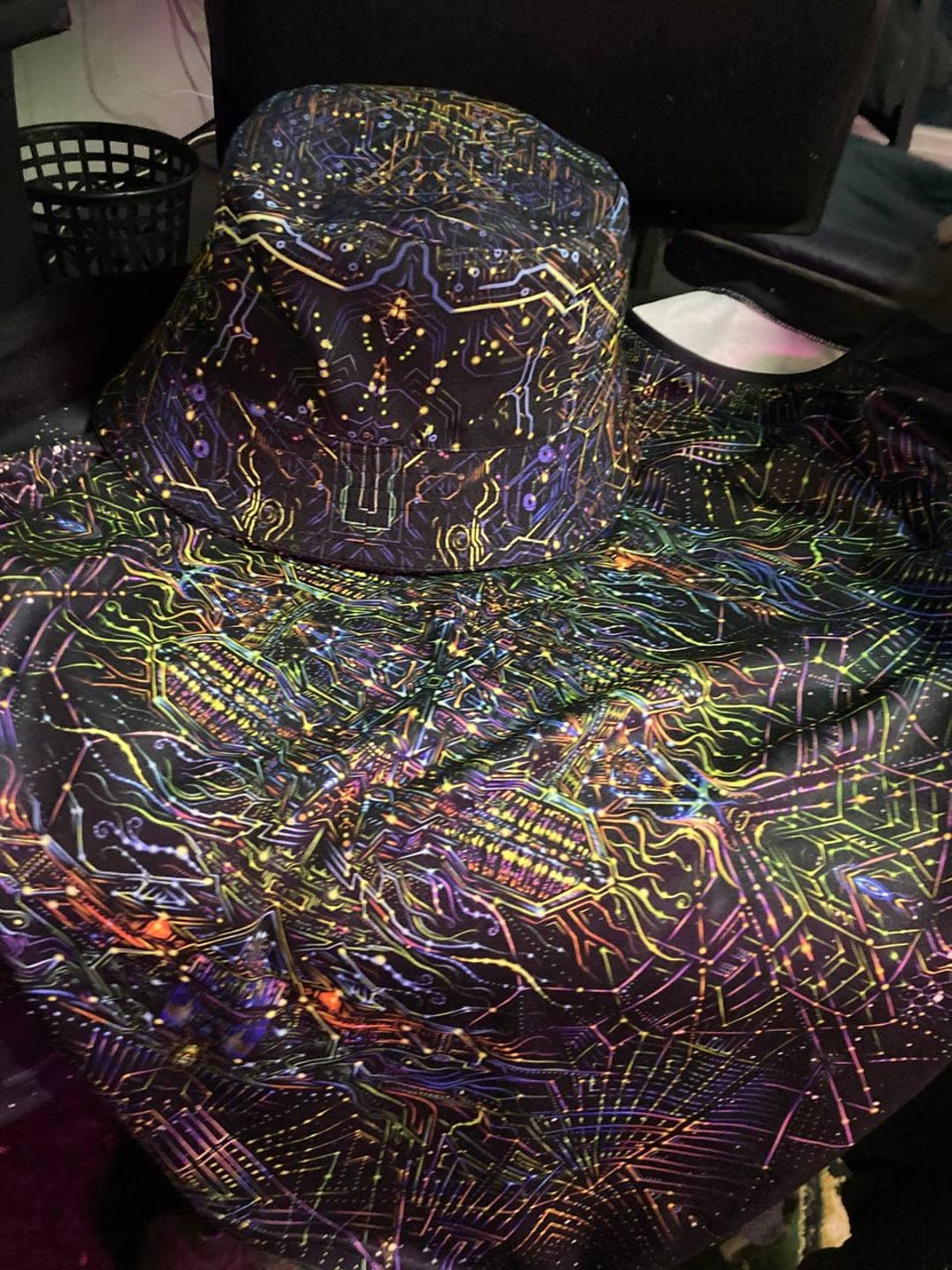UV Active Bucket Hat Mind Processor Psychedelic Panama Red Fractals ...