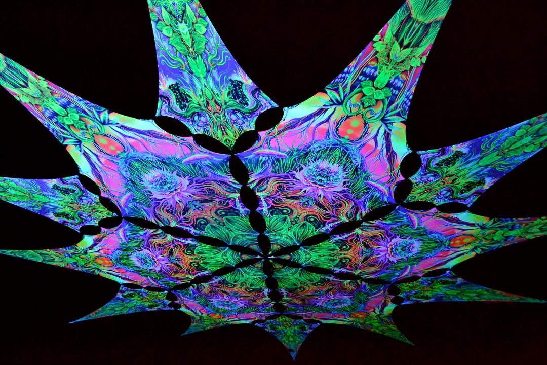 UV Blacklight Canopy: Flower - Psychedelic Lycra Ceiling Decor-fractal ...