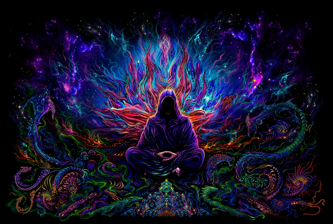 Halloween Party Decor Psy Backdrop "vipassana" UV Active Blacklight ...