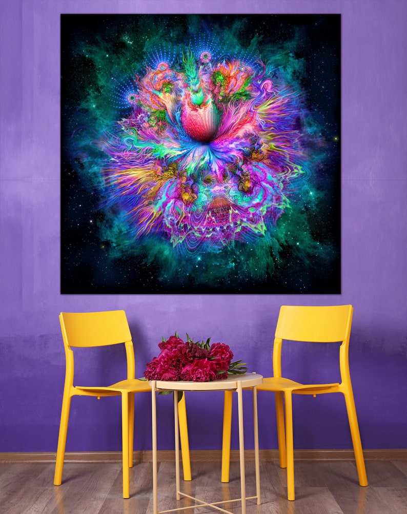 UV Blacklight Flower Backdrop : Psychedelic Magic, Violet Rose Art ...