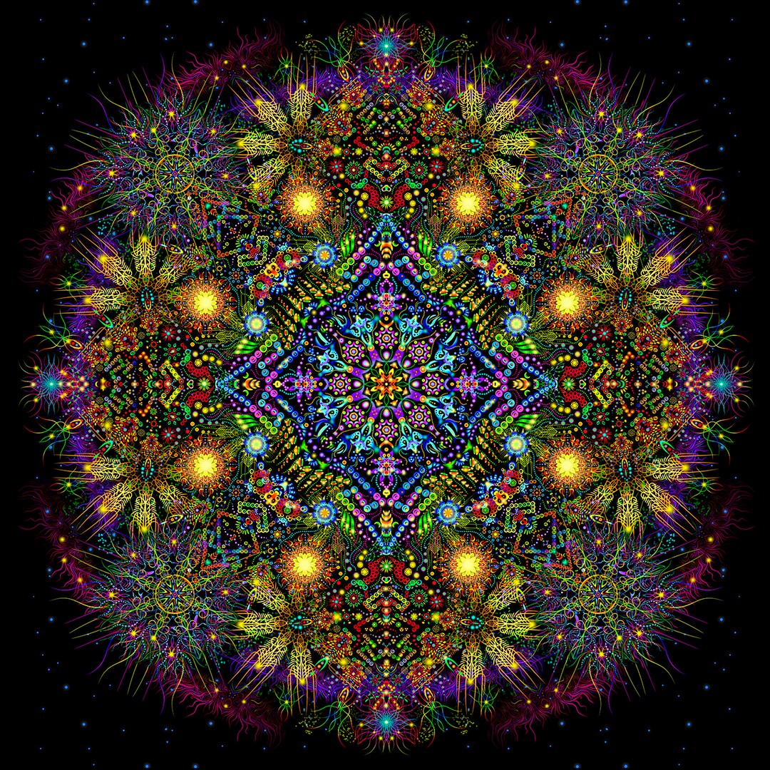 UV Active Floral Mandala Tapestry – Psychedelic Blacklight Backdrop ...