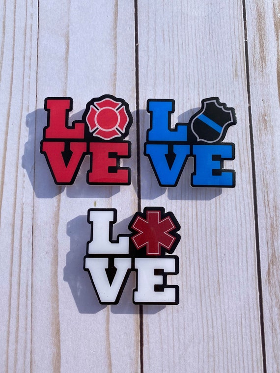 LOVE First Responder Interchangeable Badge Reel Thin Blue | Etsy