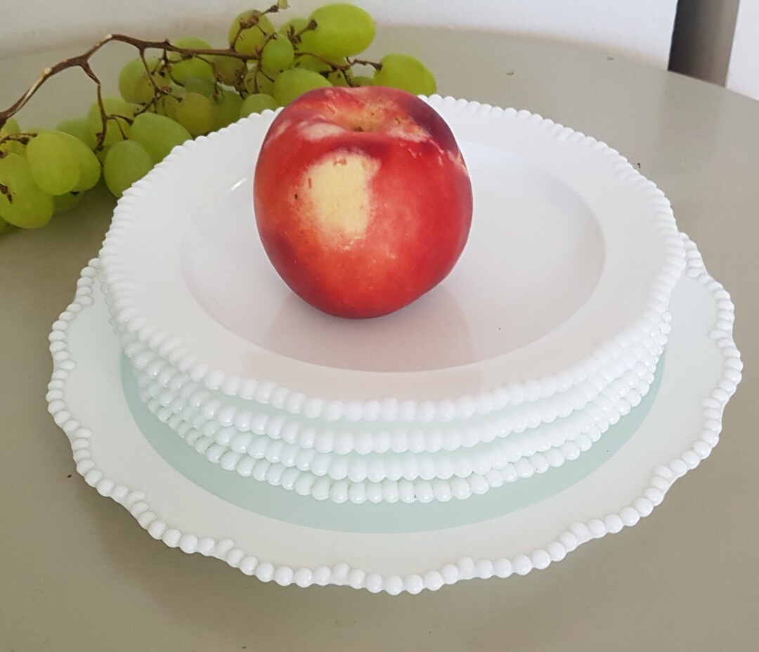 5 Antique Opaline Glass Plates With Pearl Rims - Etsy