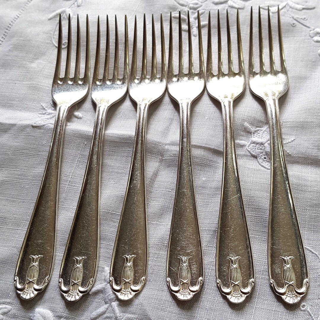 6 Cake Forks Made of Real Silver With Monogram, Sweden 1957 - Etsy