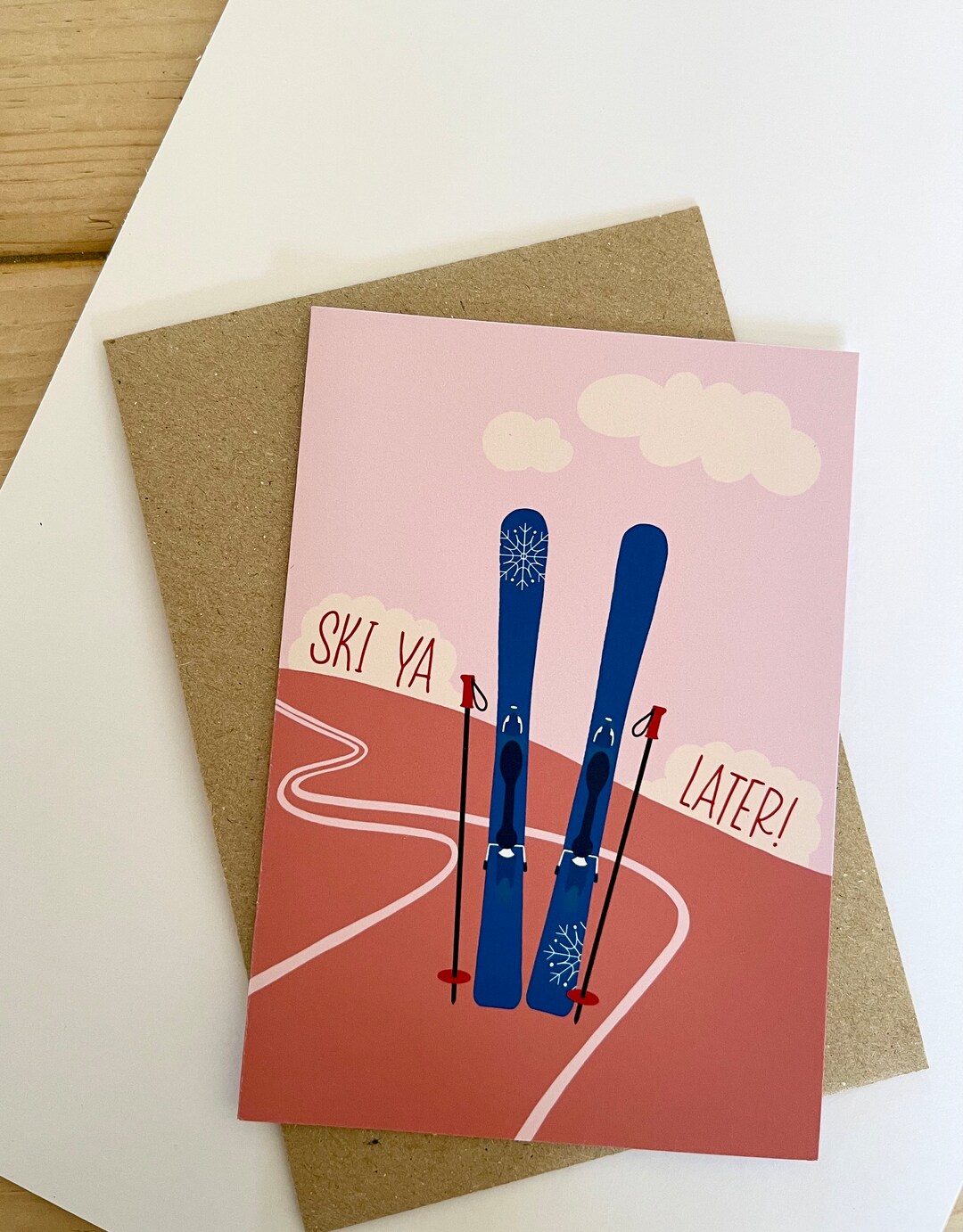 Ski Ya Later Card With Kraft Envelope - Etsy