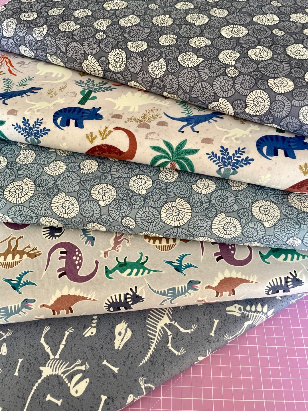 Dino Glow - Glow in the Dark Cotton Fabric - Lewis & Irene - Dinosaurs ...