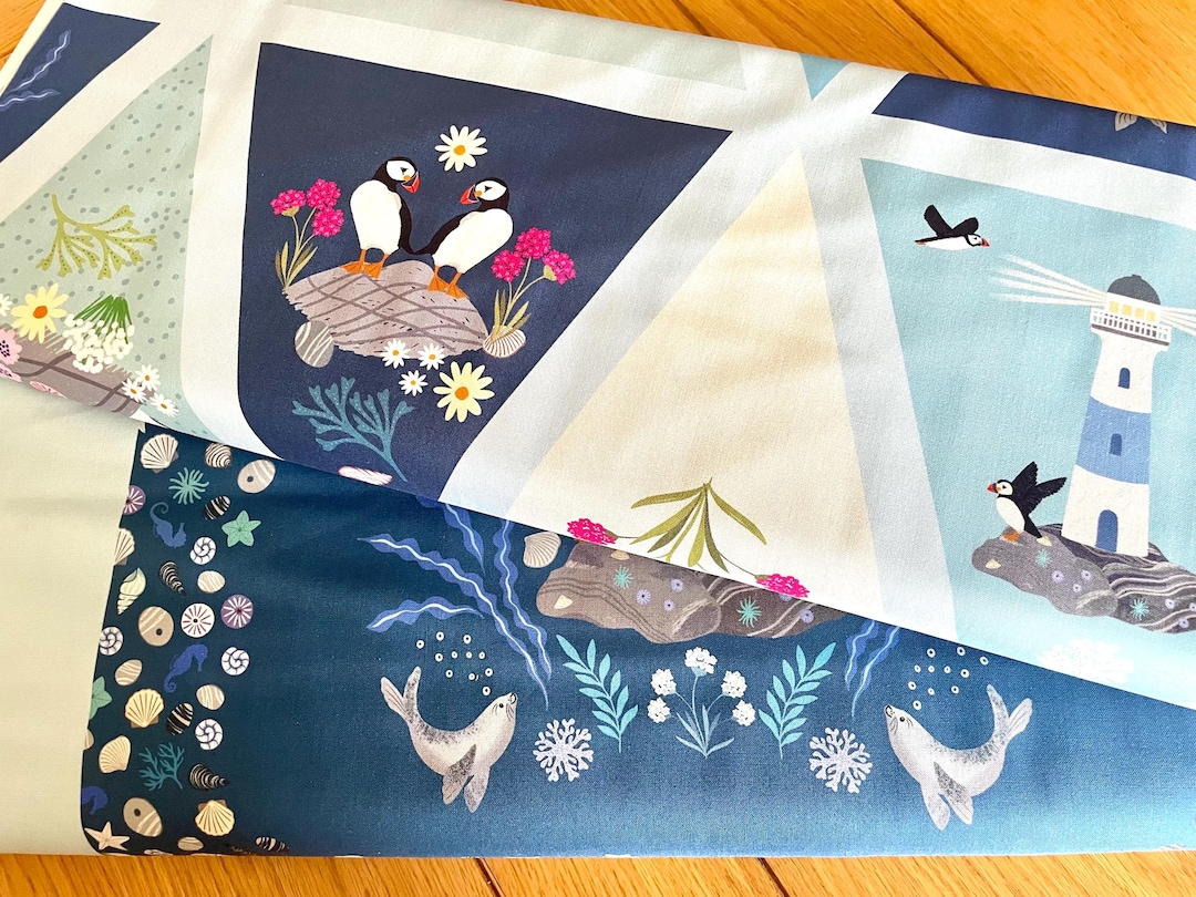 Puffin Rock - Bunting Panel and Squares Panel - Lewis and Irene - Etsy UK