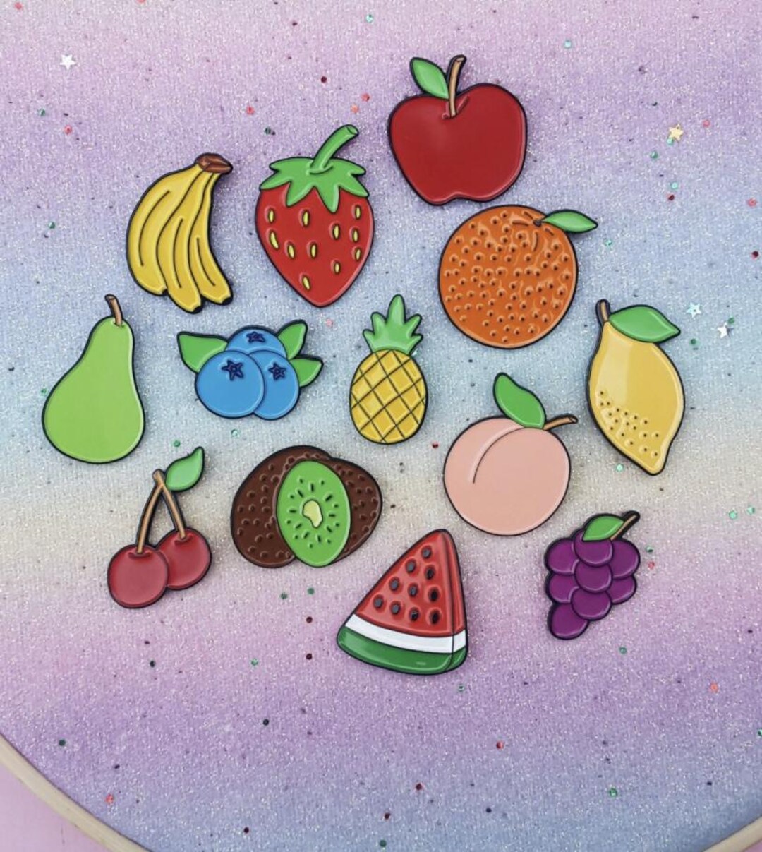 Fruit Enamel Pins Peach Pin, Watermelon Pin, Cherry Pin, Strawberry Pin ...