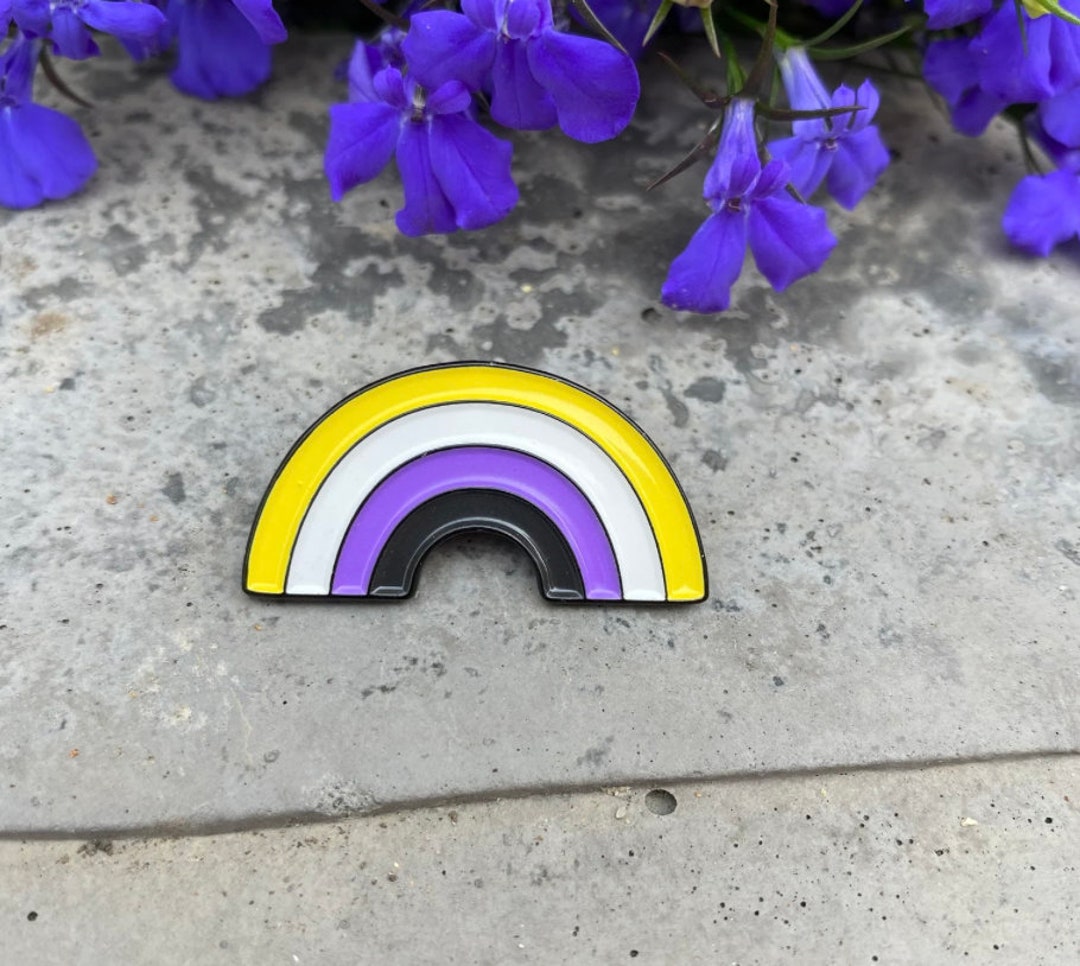 Non Binary Rainbow Enamel Pin Non Binary Pin, Enby, Queer, LGBT Pins ...