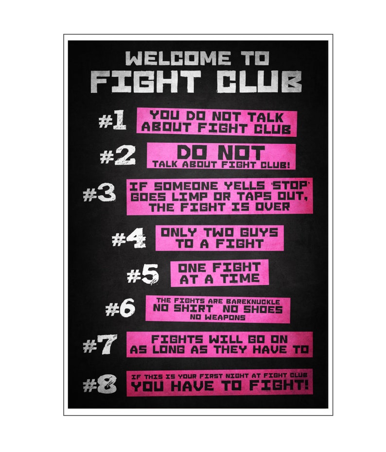 Fight Club Poster Rules Movie Print Alternative Wall Art | Etsy