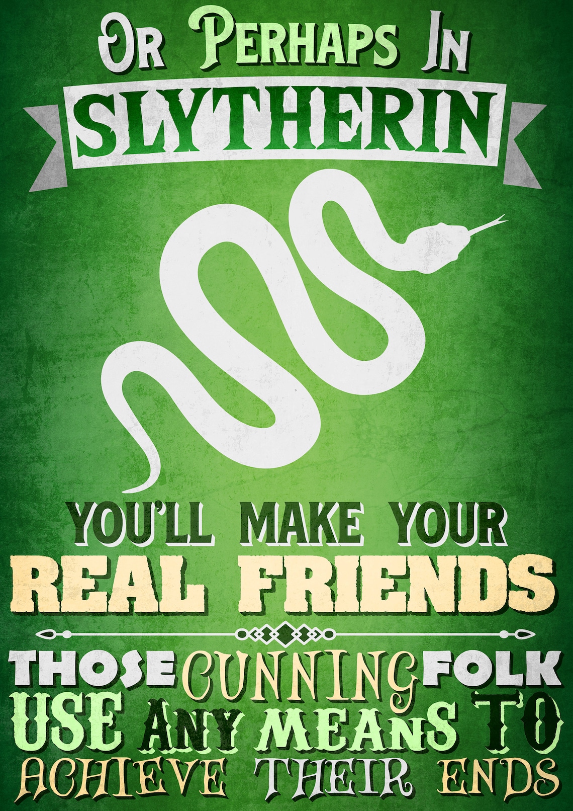 Harry Potter Poster Slytherin Poem Print Hogwarts Movie Wall | Etsy