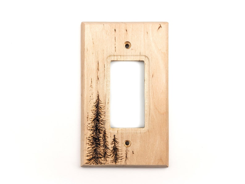Light Switch Cover Wood Burned Pine Trees | Etsy