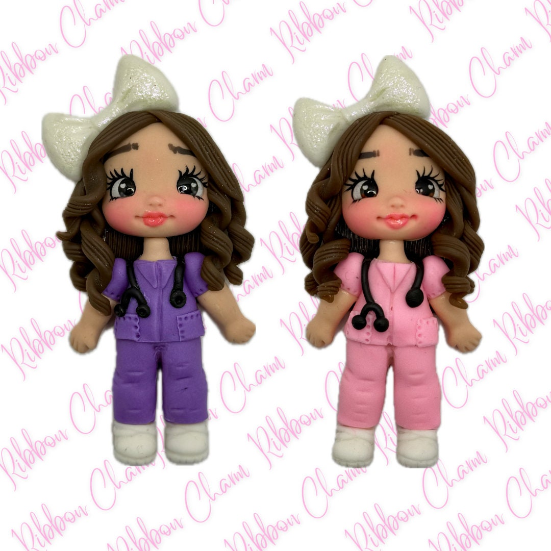 3 Inch Clay Nurse Doctor Clay Dolls 3 Inch Clay Doll Clay Dolls Bow ...