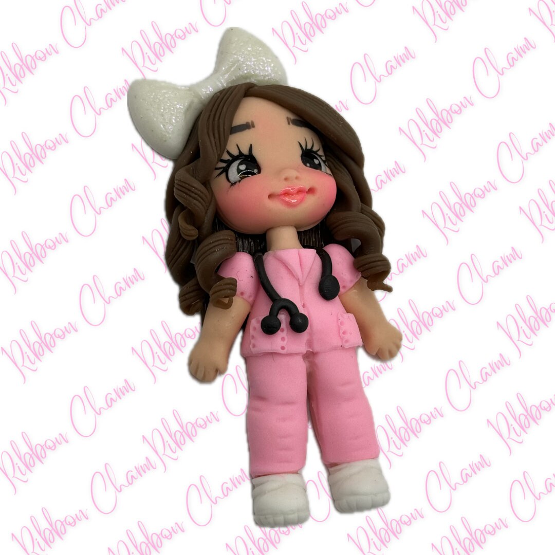 3 Inch Clay Nurse Doctor Clay Dolls 3 Inch Clay Doll Clay Dolls Bow ...