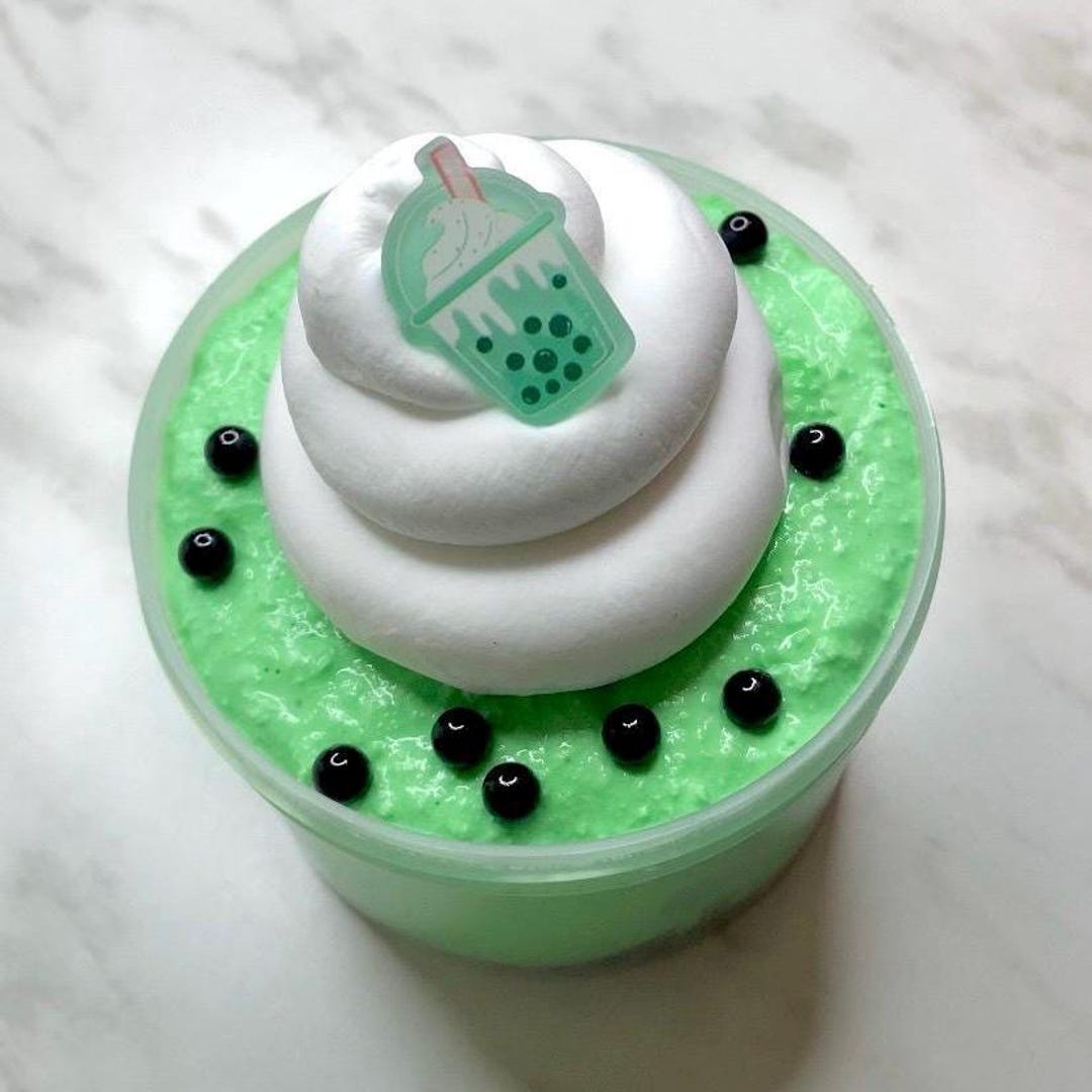 Frozen Melon Bubble Tea Slime Boba Slime Bubble Tea Slime Snow Fizz ...