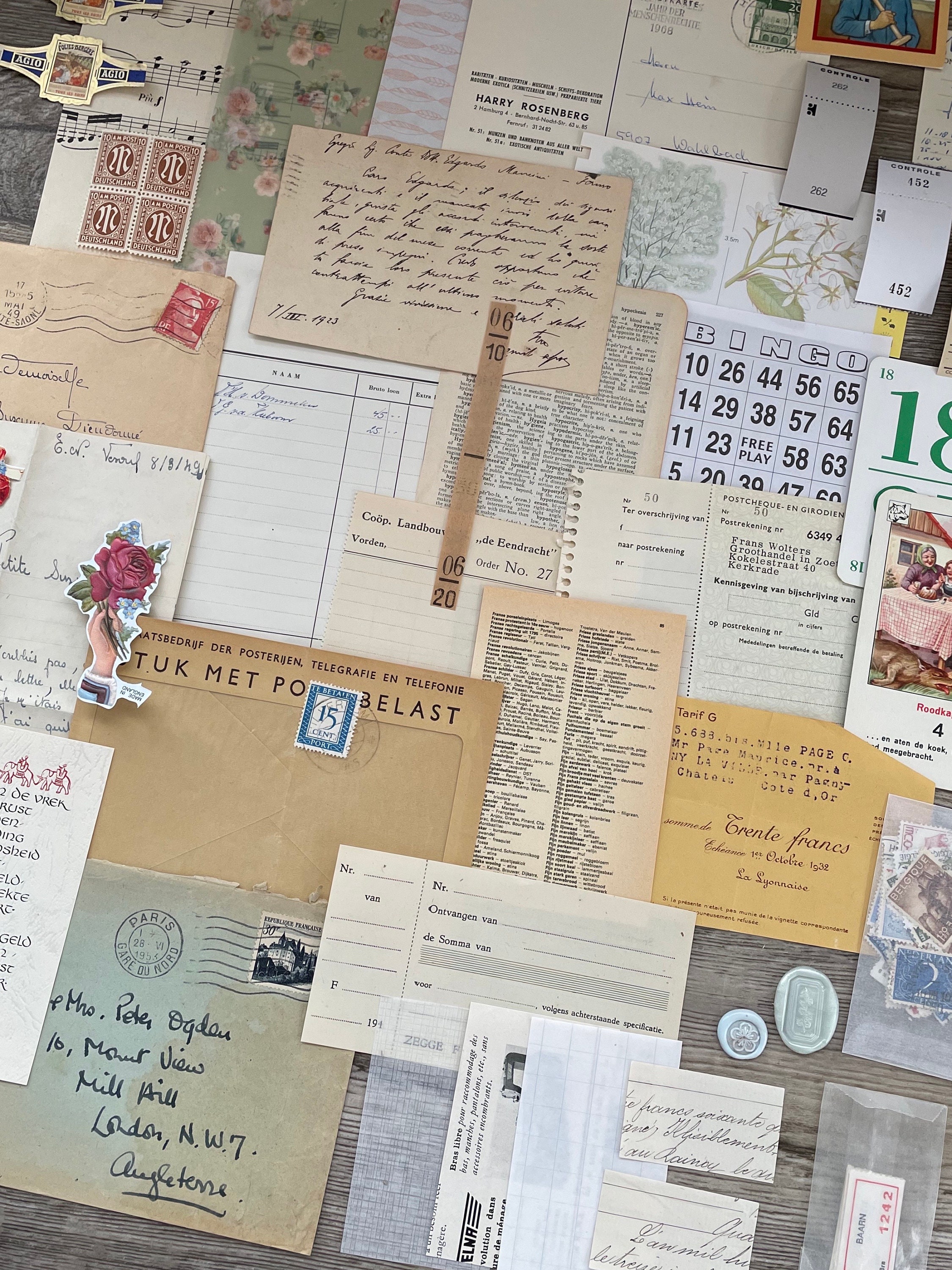 Vintage Ephemera Kit Voor Junk Journaling, Kaarten Maken, Collages ...