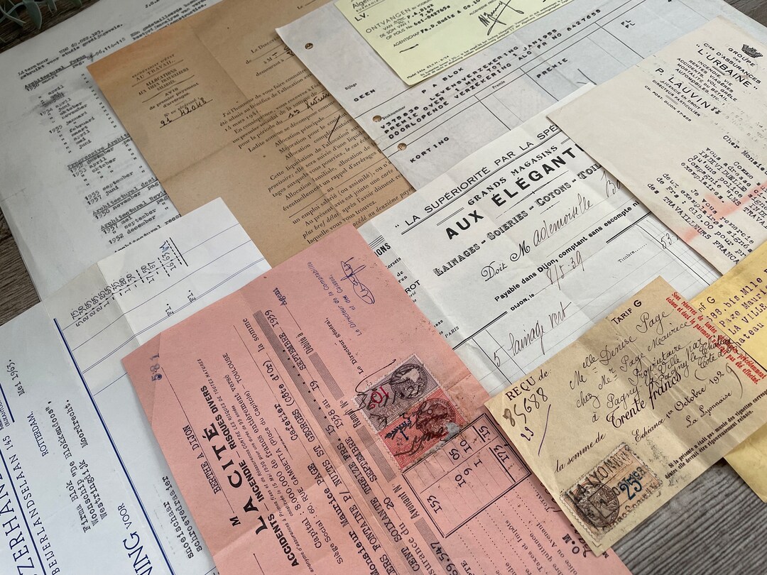 Vintage Documents, Receipts, Cheques Etc. Bundle of 10 - Etsy