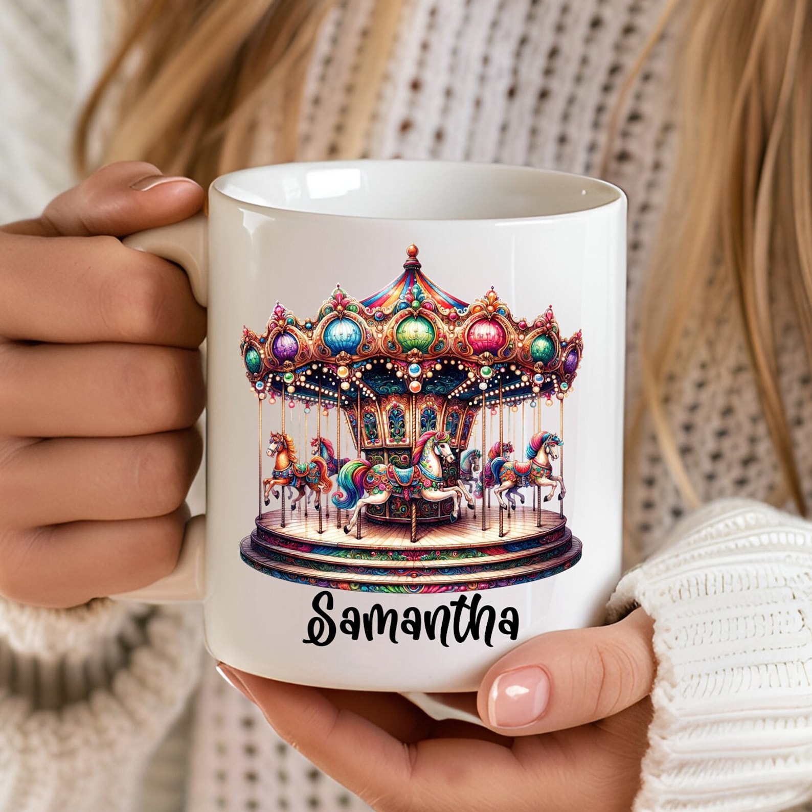 Carousel Coffee Mug, Personalized Carousel Mug, Personalized Mug ...