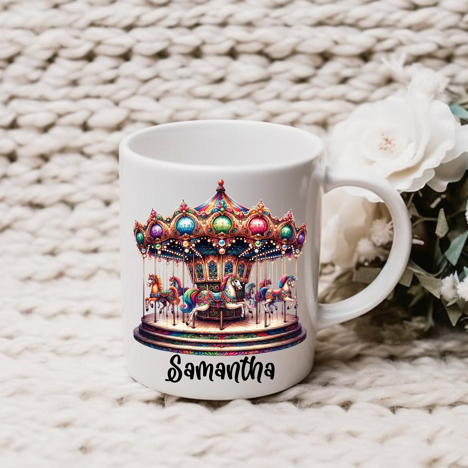 Carousel Coffee Mug, Personalized Carousel Mug, Personalized Mug ...