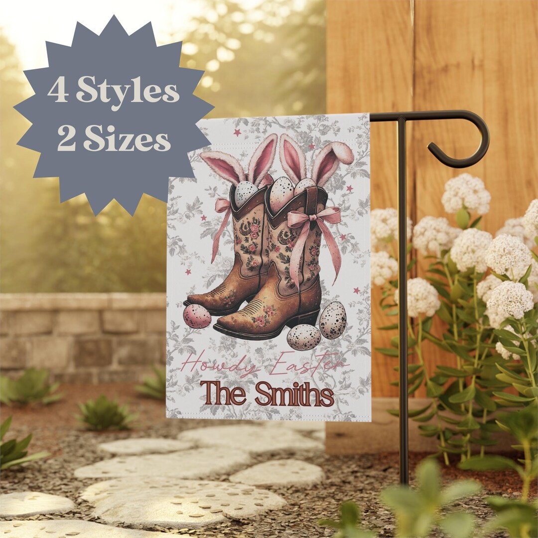 Cowboy Easter Garden Banner, Personalized Spring Decor, Western Garden ...