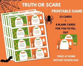 Truth or Scare Cards - Etsy