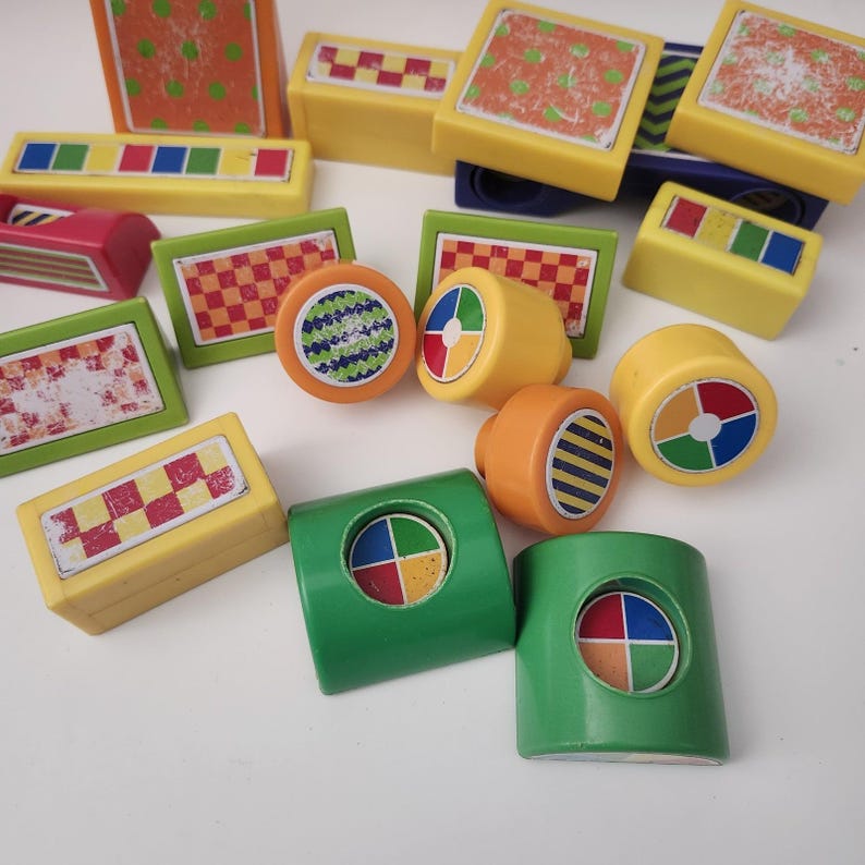 Vintage 1980s Hilco Magnetic Building Blocks Lot Pieces Colorful ...