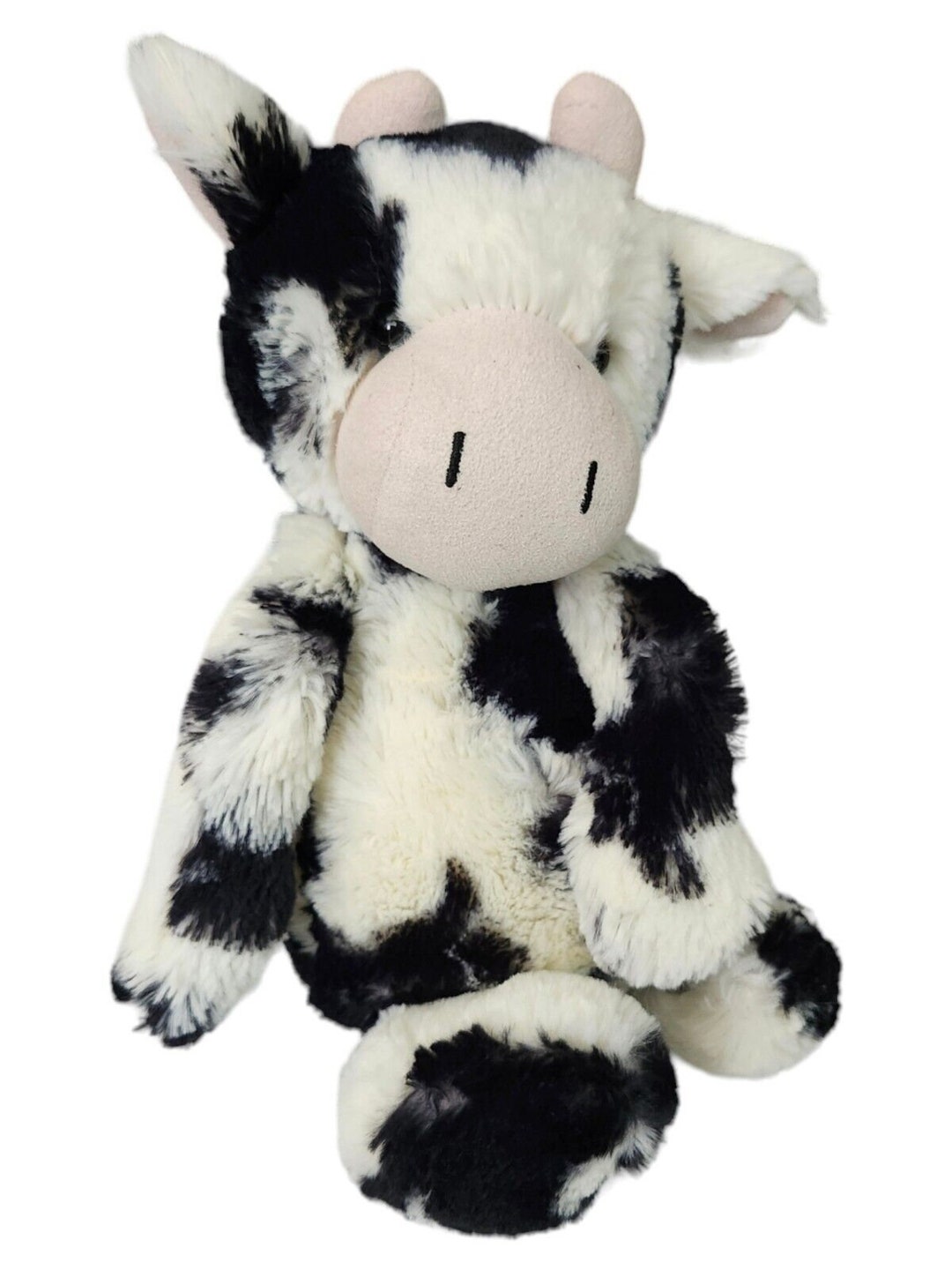 Jellycat Bashful Cow Plush Med 12 Cream Black Soft Stuffed Toy Fringe ...
