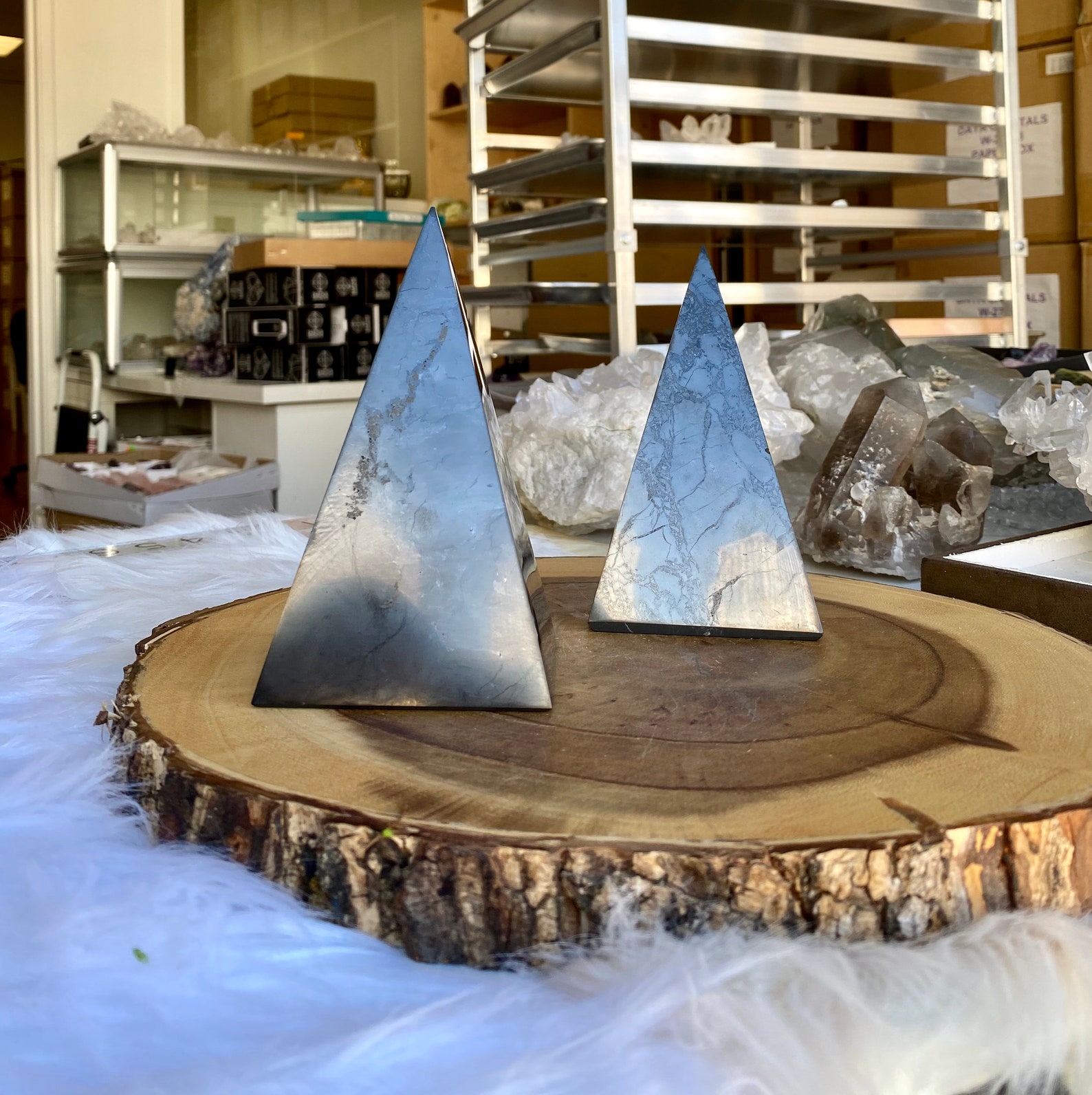 Tall Shungite Pyramid EMF Protection 5G Protector Home - Etsy