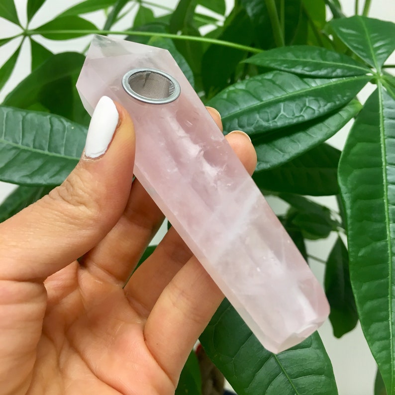 Rose Quartz Crystal Pipe Gemstone Pipe Smoking Pipe Gift - Etsy
