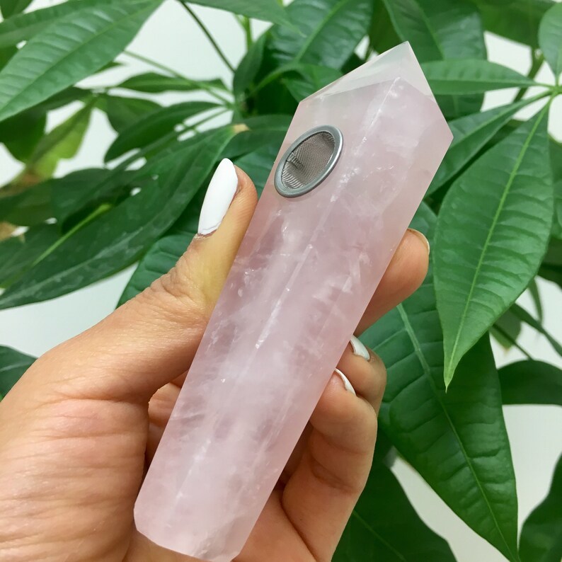Rose Quartz Crystal Pipe Gemstone Pipe Smoking Pipe Gift - Etsy