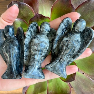 Large Angel Crystal Figurines | Black Moonstone Angel | Moonstone ...