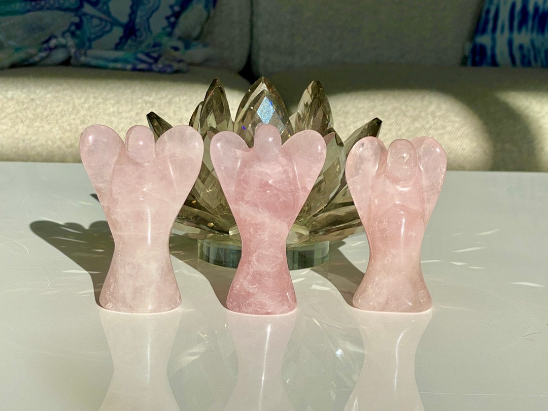 Large Angel Crystal Figurines | Rose Quartz Angel | Rose Quartz ...