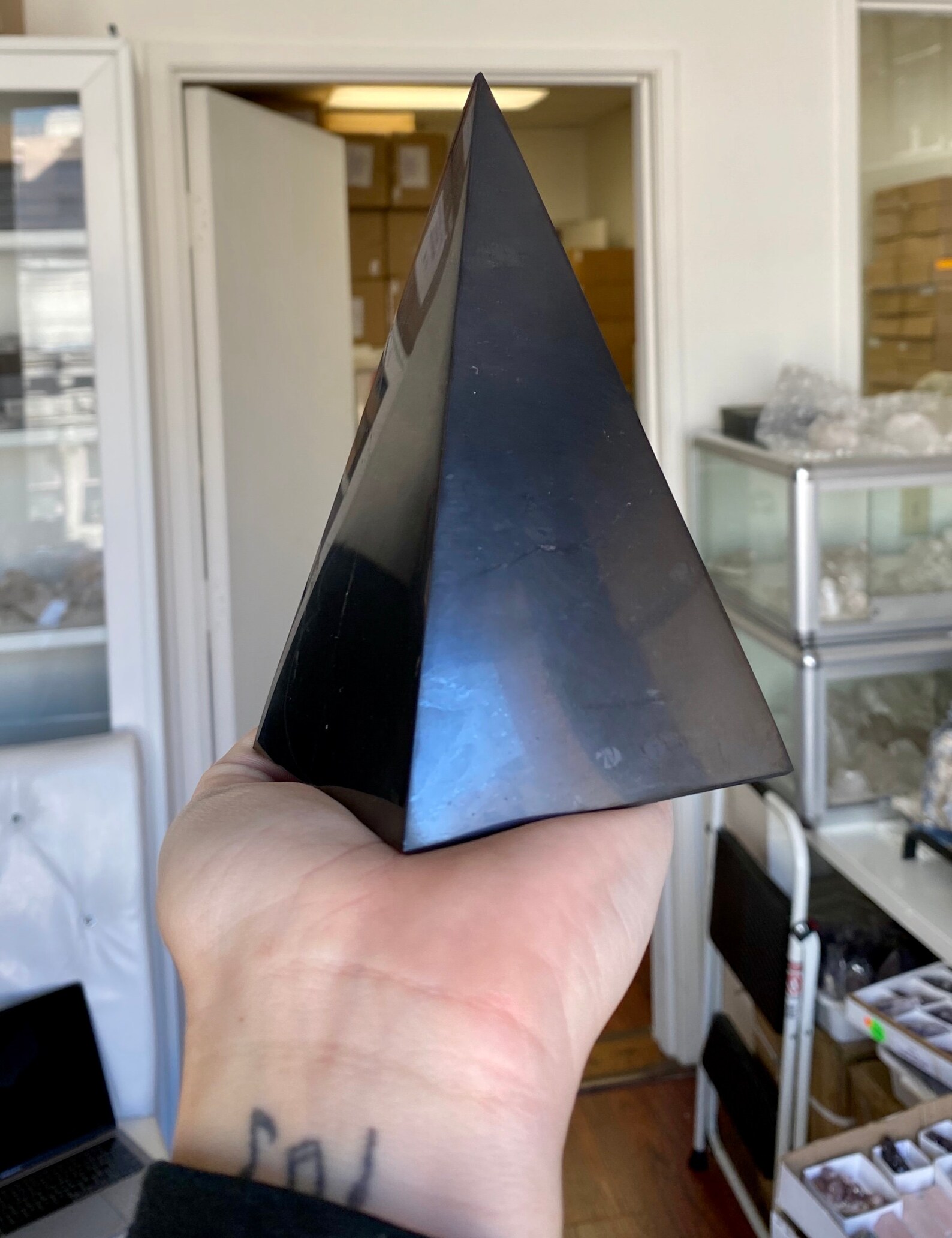 Tall Shungite Pyramid EMF Protection 5G Protector Home - Etsy