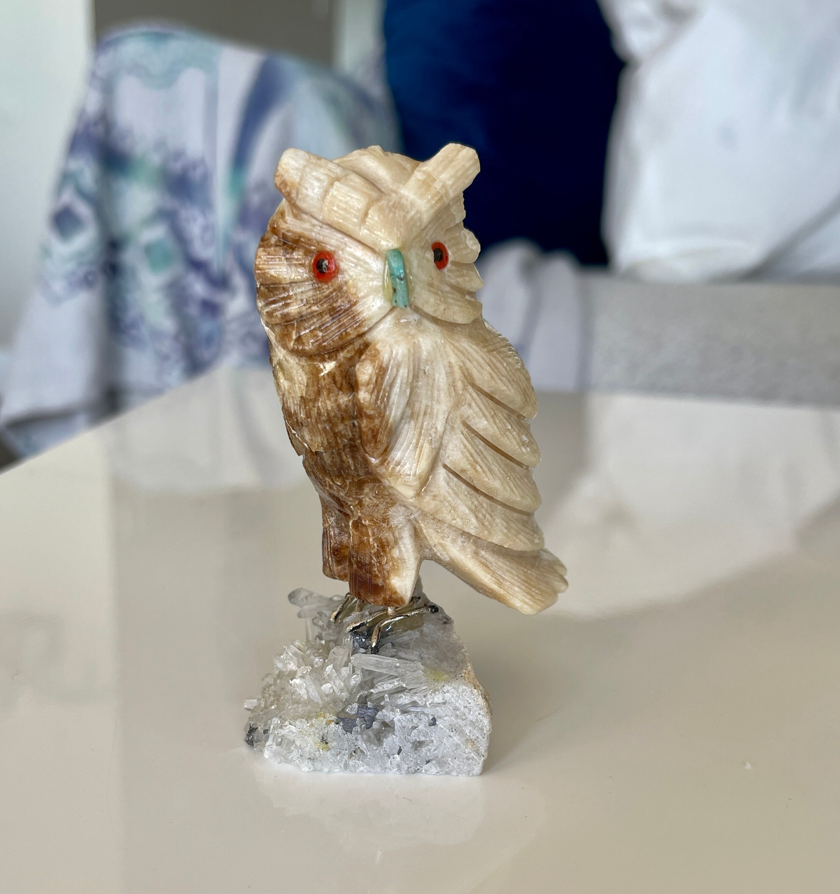 4 Soapstone & Crystal Owl Carvings Crystal Owl Carving - Etsy