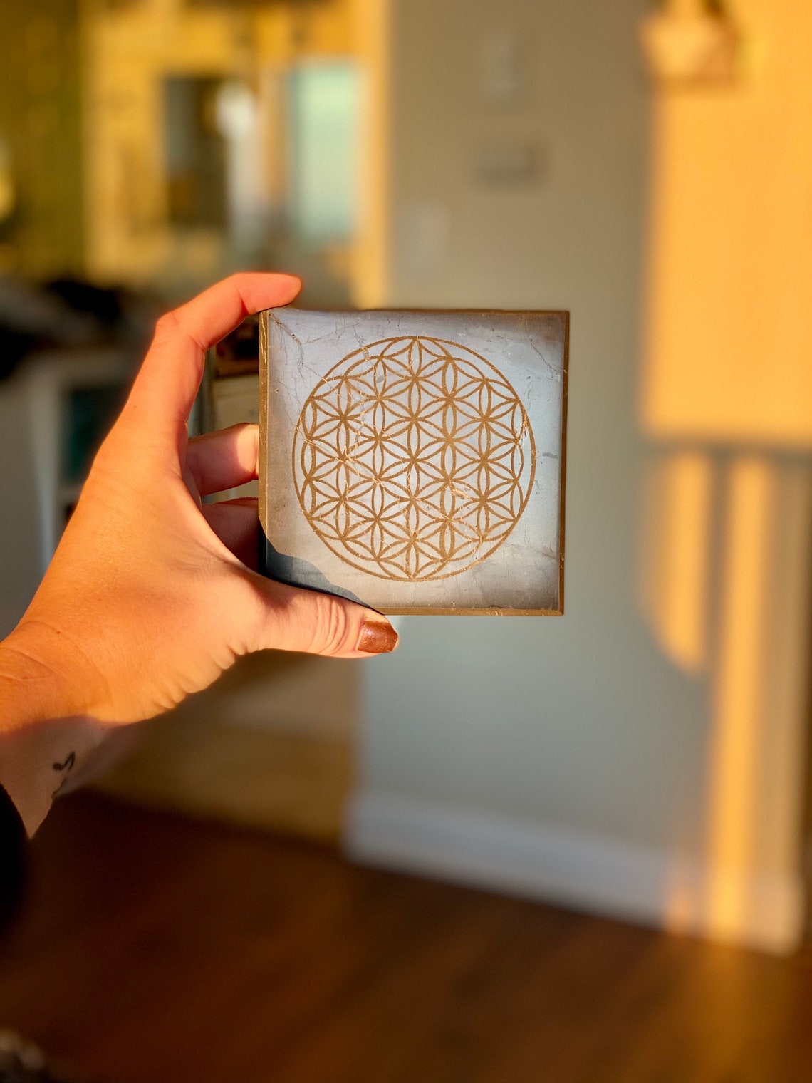 Flower of Life Shunghite Plate Shungite Tile EMF - Etsy